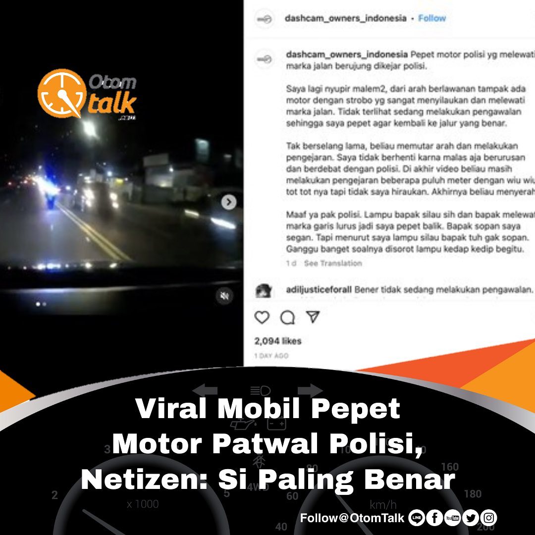 Viral Mobil Pepet Motor Patwal Polisi, Netizen: Si Paling Benar – Otom Talk
